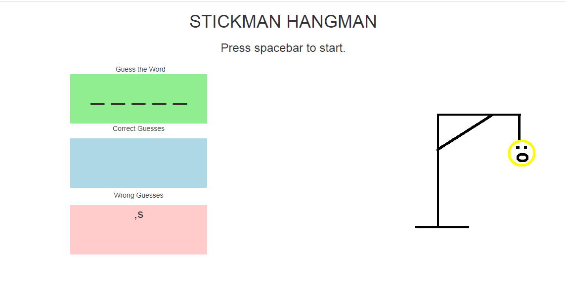 Stickman Hangman Game in JavaScript with Source Code | SourceCodester